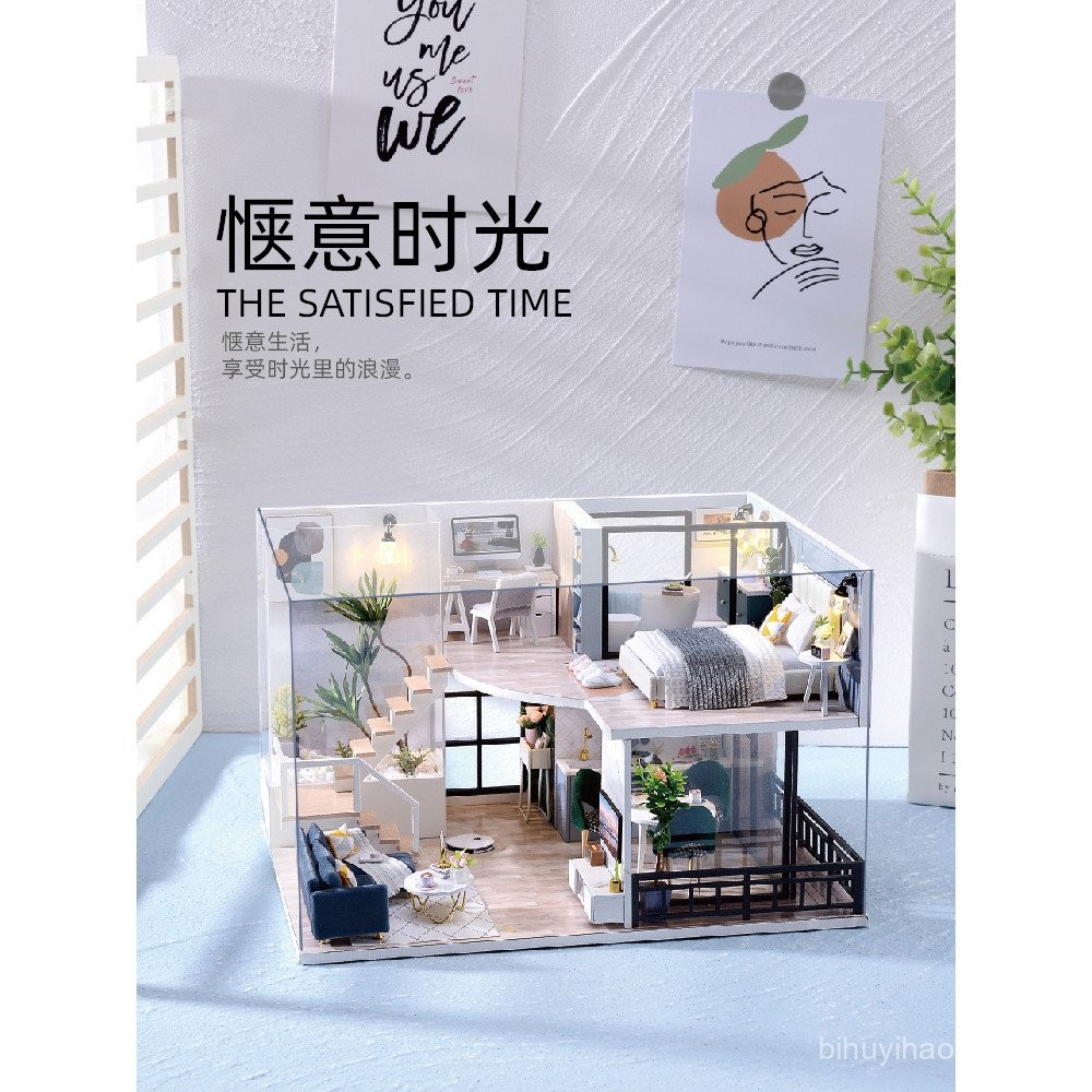 Smart House diy Hut Cozy Time Handmade Loft House Miniature Scene Toy ...