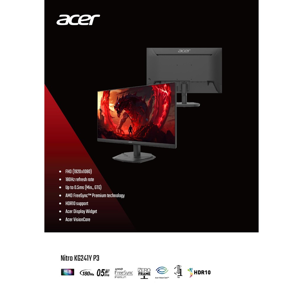 [ PROMOSI 7.7 ] Acer Nitro KG251Q X0 GAMING MONITOR ( VA FHD / 0.5MS / 200HZ / AMD FREESYNC / HD ...
