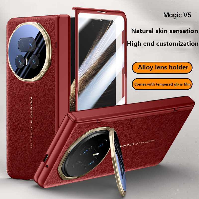Skin Feel Leather Hinge Phone Case For Honor Magic V5 5G Full ...