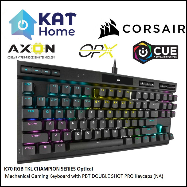 CORSAIR K70 RGB TKL CHAMPION SERIES OPTICAL MECHANICAL GAMING KEYBOARD PBT DOUBLE SHOT PRO ...