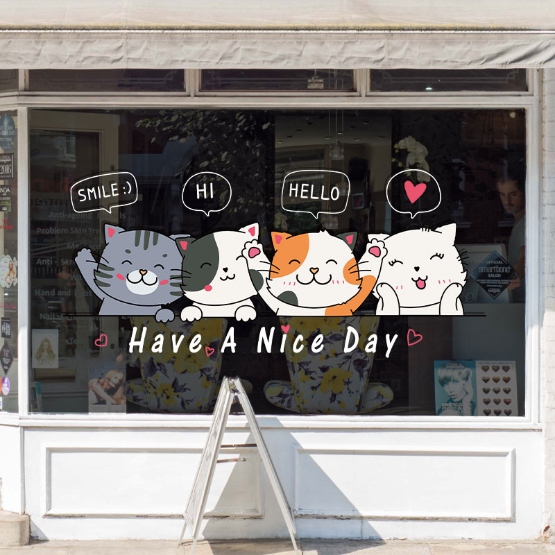 Pet Shop Interior Atmosphere Decoration Glass Stickers Pet Beauty Salon ...