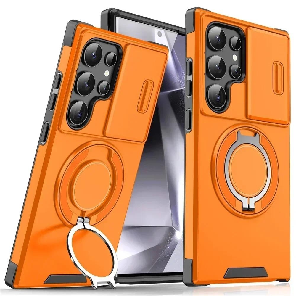 Casing New Armor Magnetic Bracket Case for Samsung S24 S23 S21 S22 S25 ...