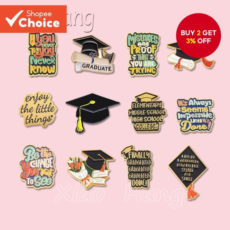 College Graduate Enamel Pins Brooches Bachelor Hat Graduation Brooch ...