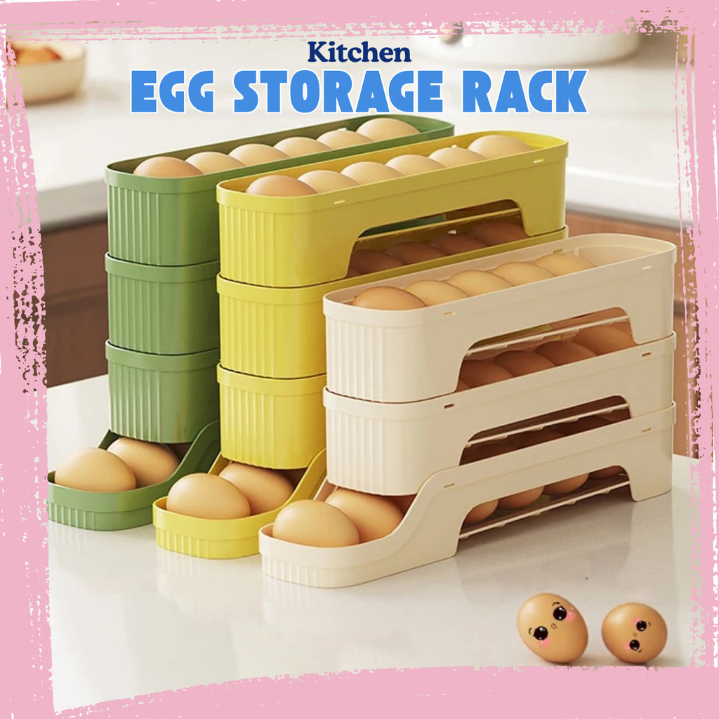 Egg Dispenser Storage Container Box Stackable Scrolling Automatically ...