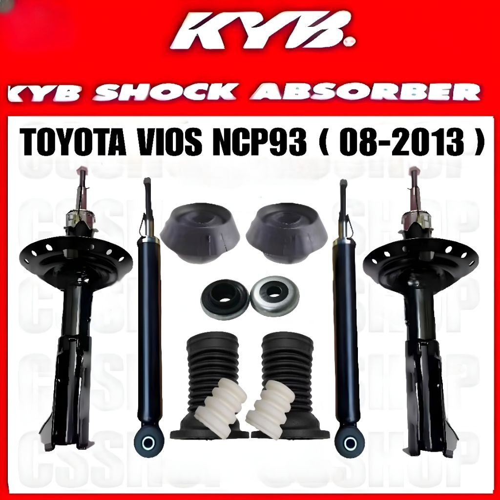 KYB TOYOTA VIOS NCP93 08-2012 ABSORBER FRONT AND REAR 1SET=4PCS KAYABA WITH 2PCS SILICONE ...