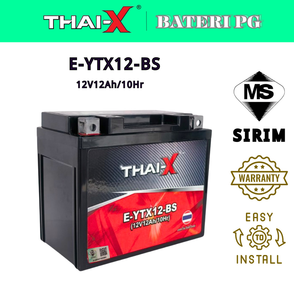 THAI-X YTX12 Motorcycle Battery ER6 VERSYS NINJA 650 GSX-R1000 EVO250 ...