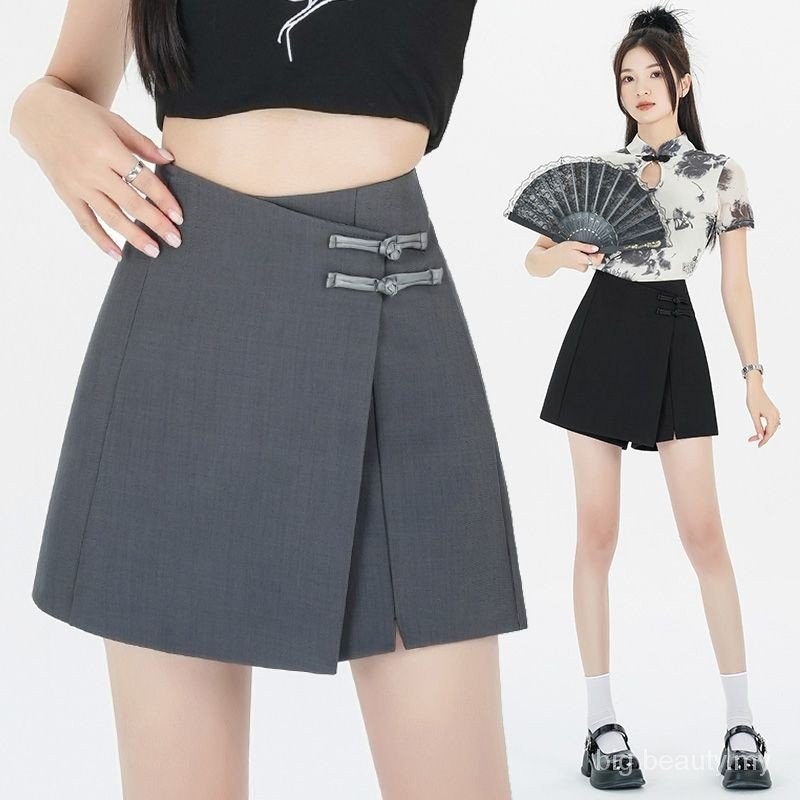 fat gitl shorts大码女装胖mm短裤2024春夏新款新中式盘扣国风防走光裙裤阔腿裤子M-5XL | Shopee Malaysia