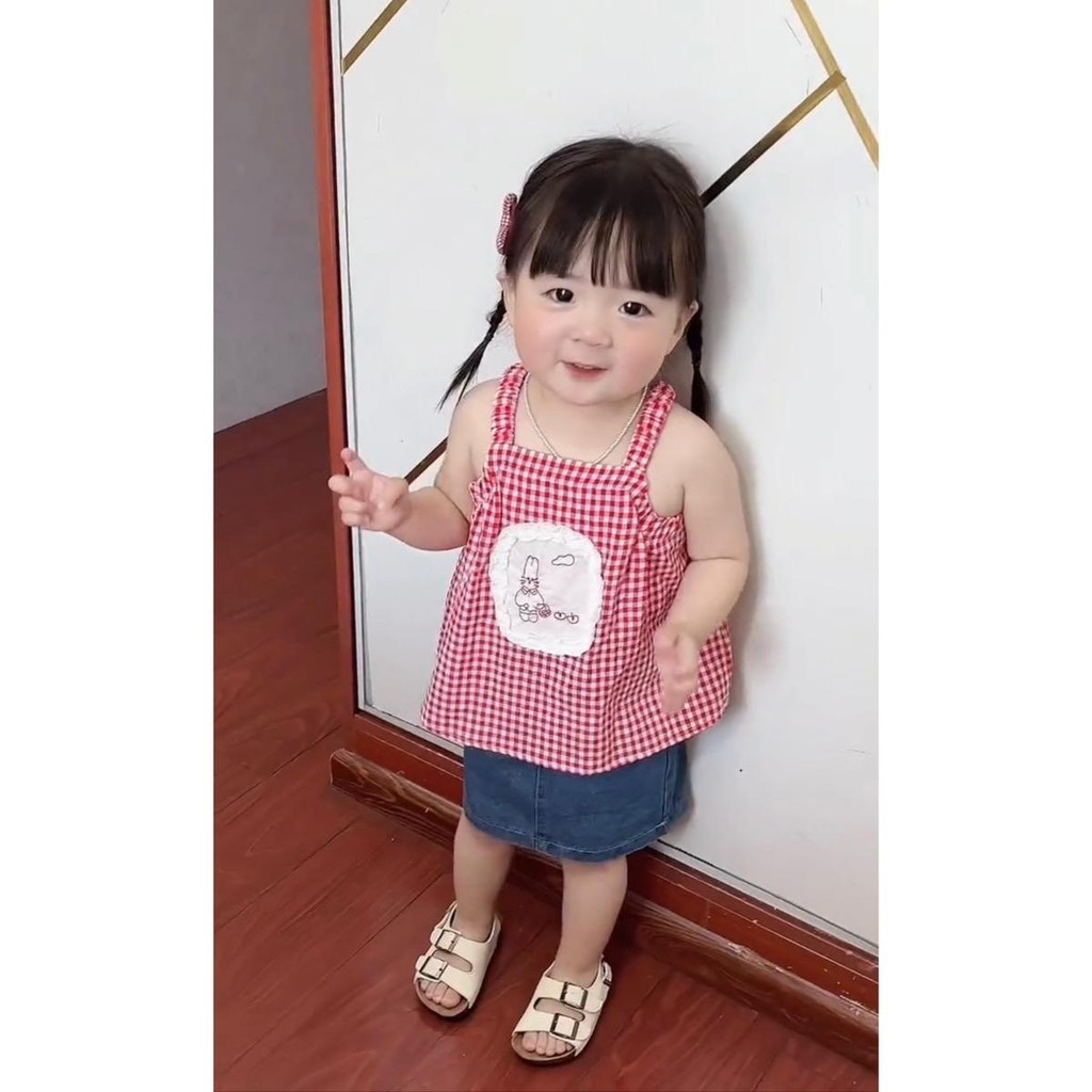 [pia Kids b33] Set includes jeans skirt and 2-strap shirt for girls to ...