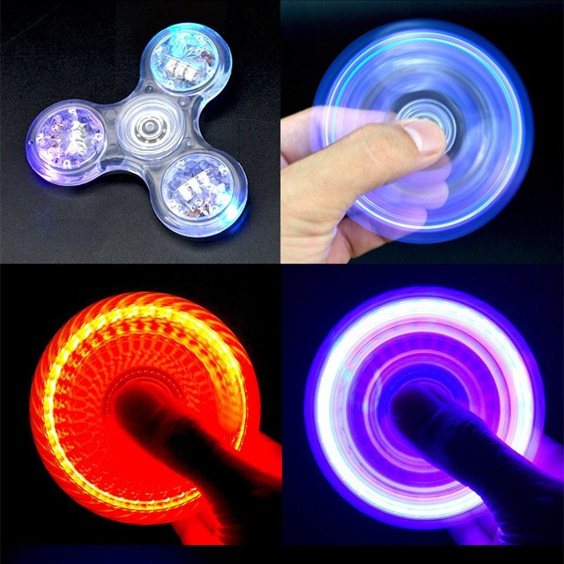 💫3 Switches LED Light Fidget Spinner Hand Transparent Flash Gyro Toy ...