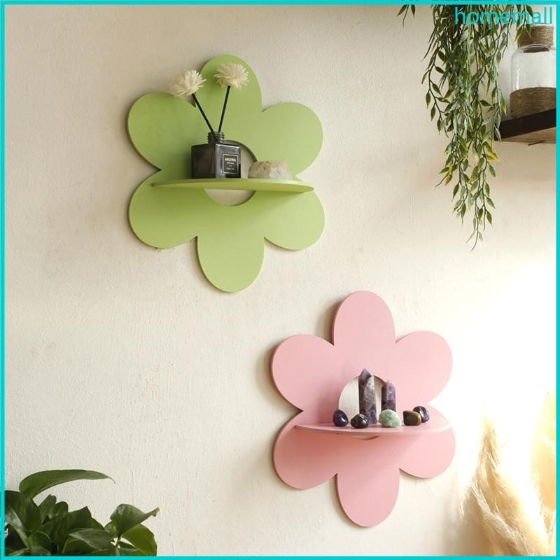 HO Flower Shape Wall Shelf Floating Shelves Home Decors Crystal Display ...