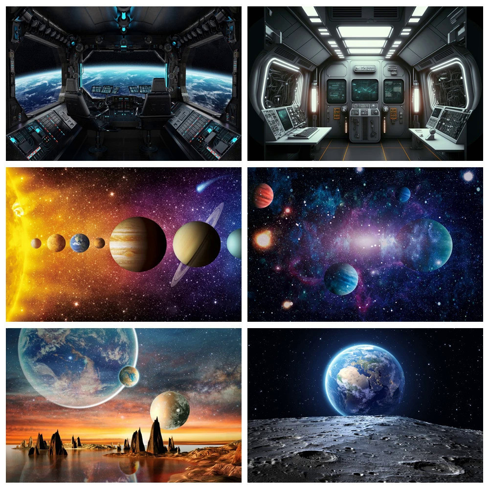 Custom wall decoration Starry Sky Universe Space Capsule Backdrop ...