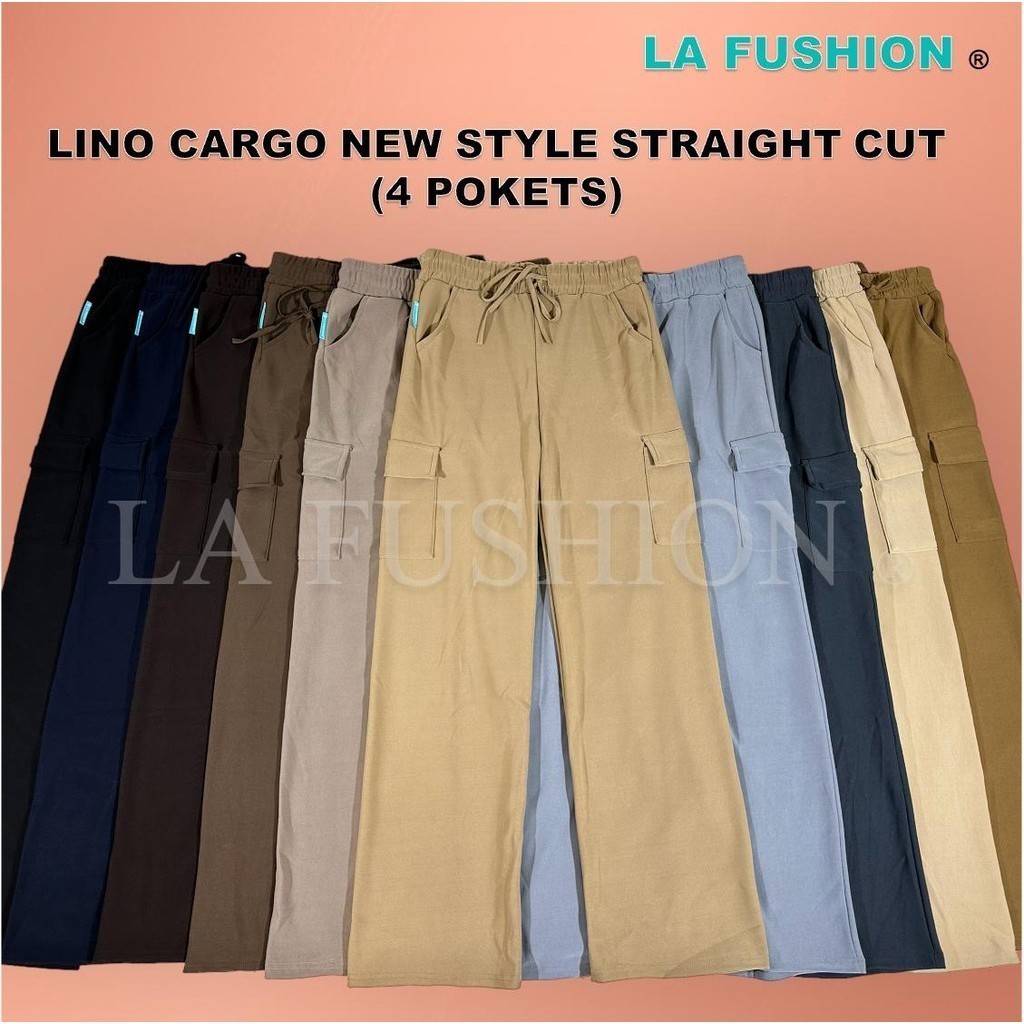 LA FUSHION LINO CARGO NEW STYLE STRAIGHT CUT PANTS (4 POCKETS) Kain ...