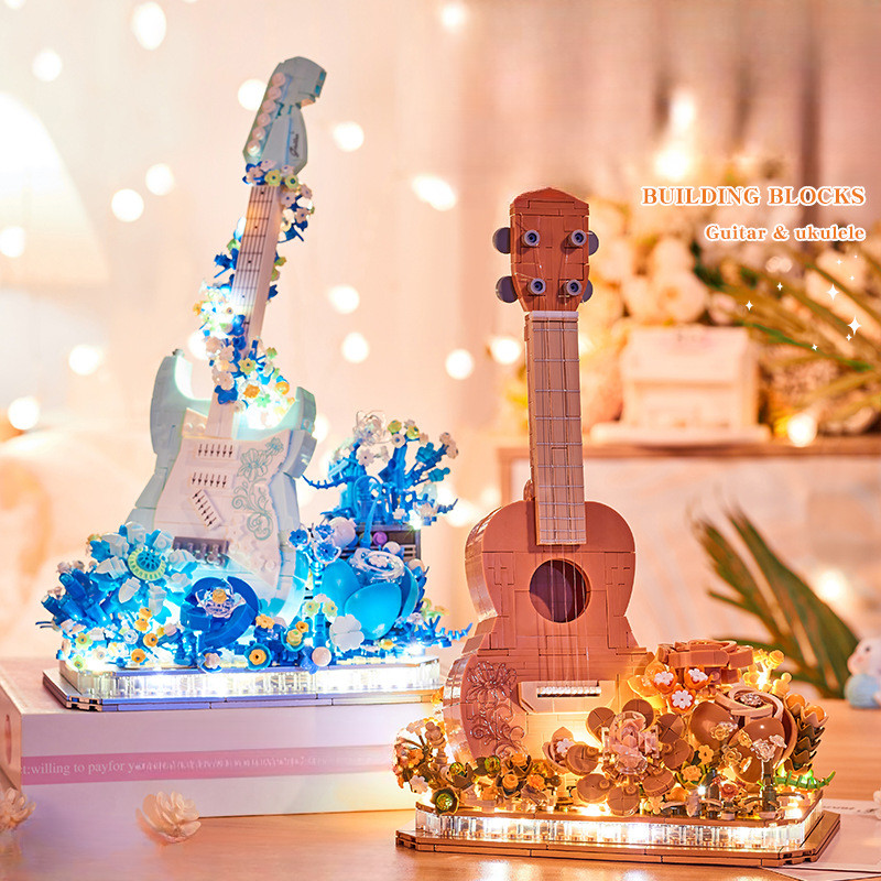 3D MOC Building Blocks Musician Violin Assembly Puzzle Small Particle ...