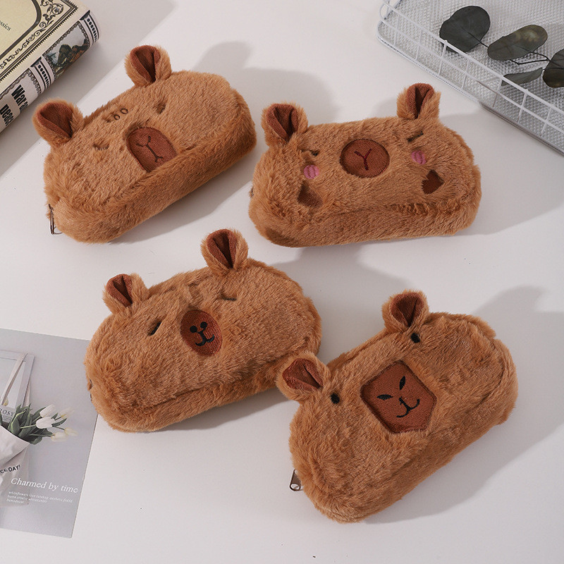 Creative Plush Capybara Pencil Case Cartoon Animal Pencil Box Cute ...