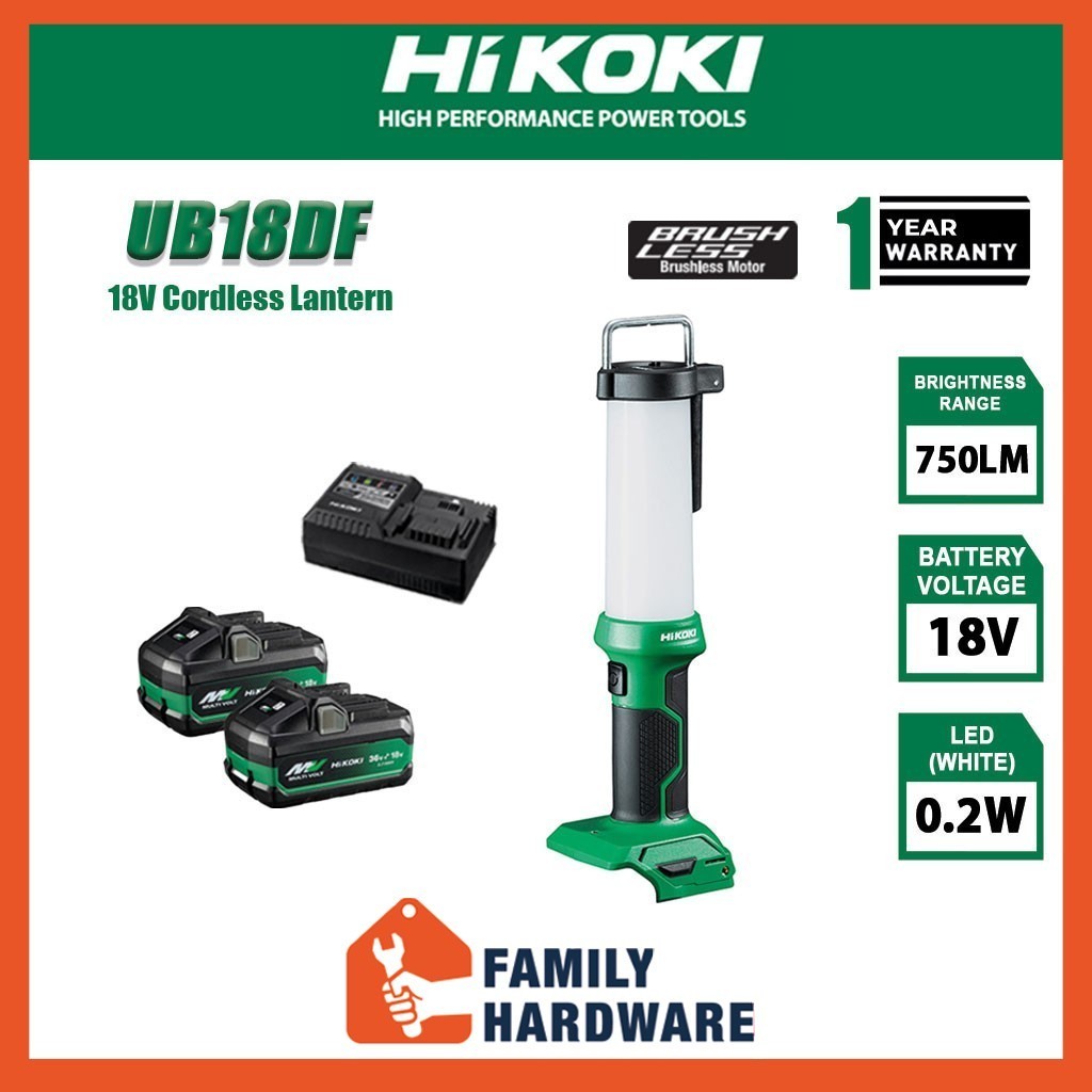 HIKOKI UB18DF 18V Cordless Worksite LED Lantern 750 Lumens White Warm ...