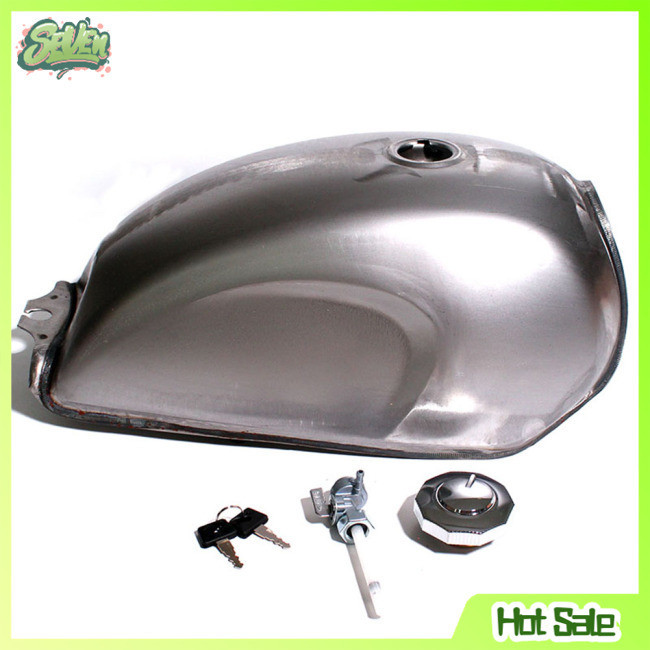 9L Universal Motorcycle Gas Fuel Tank Oil Box Raw Bare Metal Cafe Racer ...