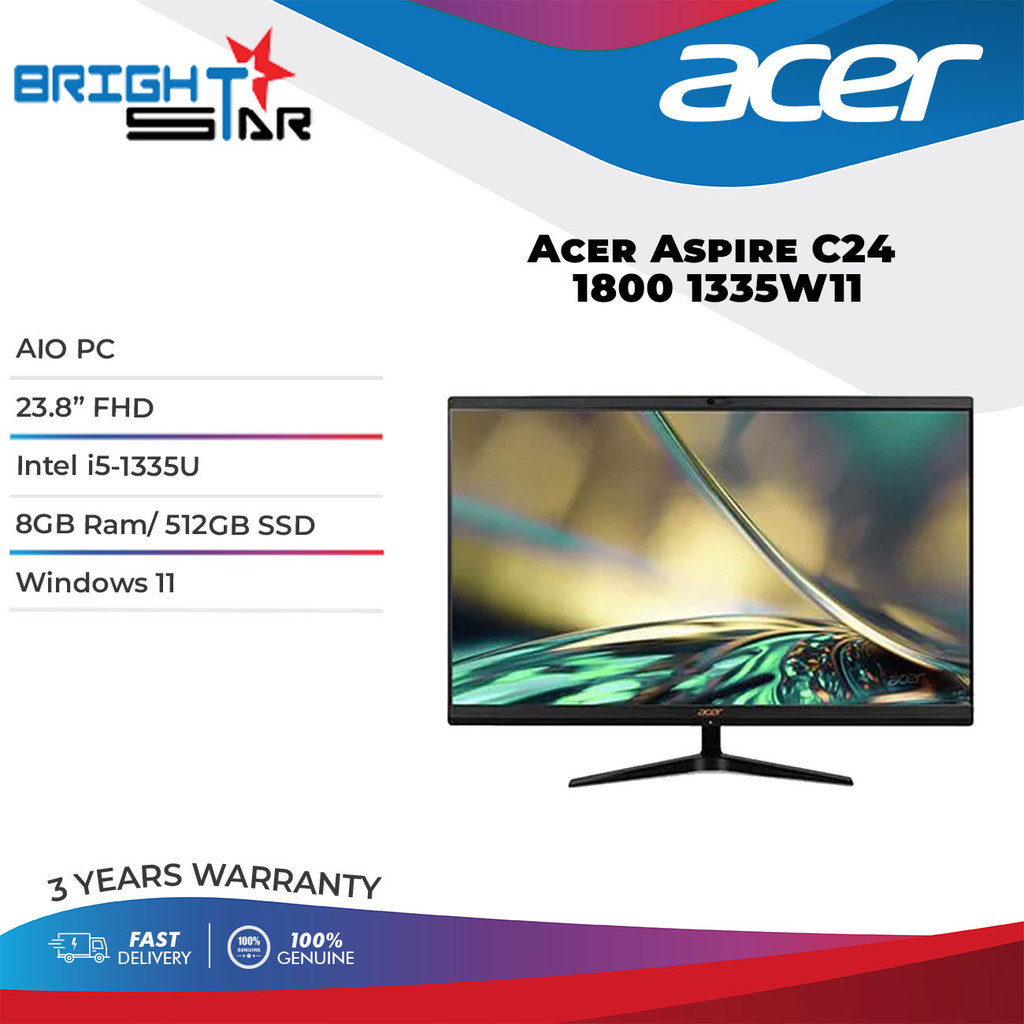 ACER AIO Aspire C24 1800 1335W11- 23.8" FHD/i5-1335U/8GB DDR4/512GB SSD ...