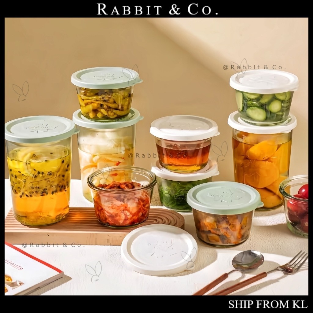 R&C Food Container with Airtight Lid Glass Round Meal Prep Container ...