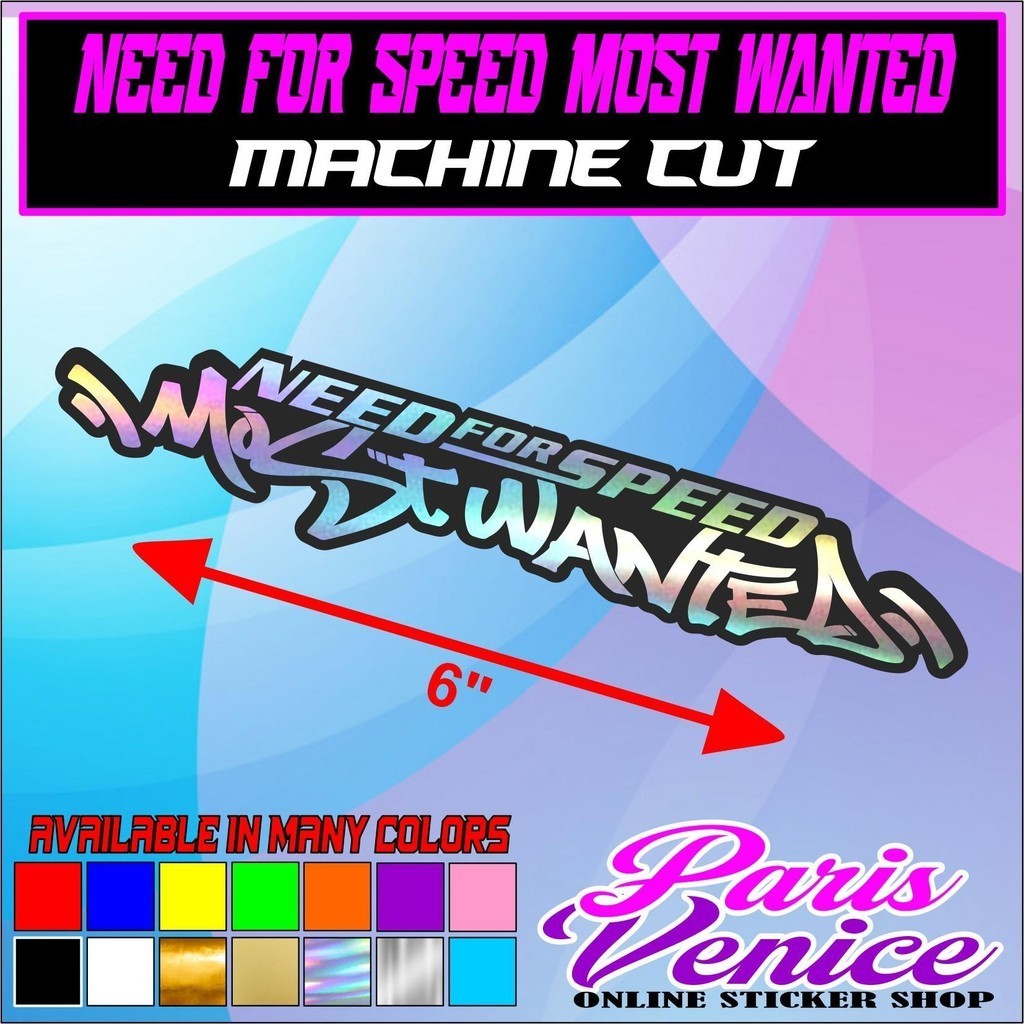 need for speed most wanted 6 inches long machine cut diecut sticker ...