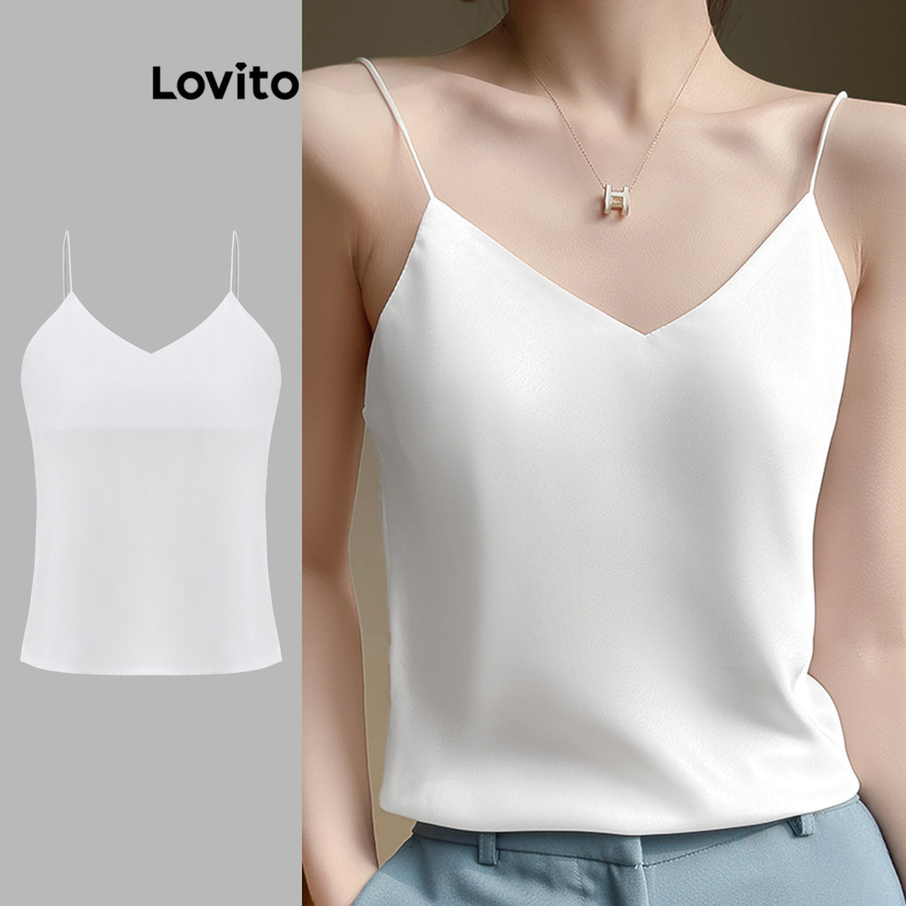 Lovito Elegant Plain Tank Top for Women L96MD052 | Shopee Malaysia
