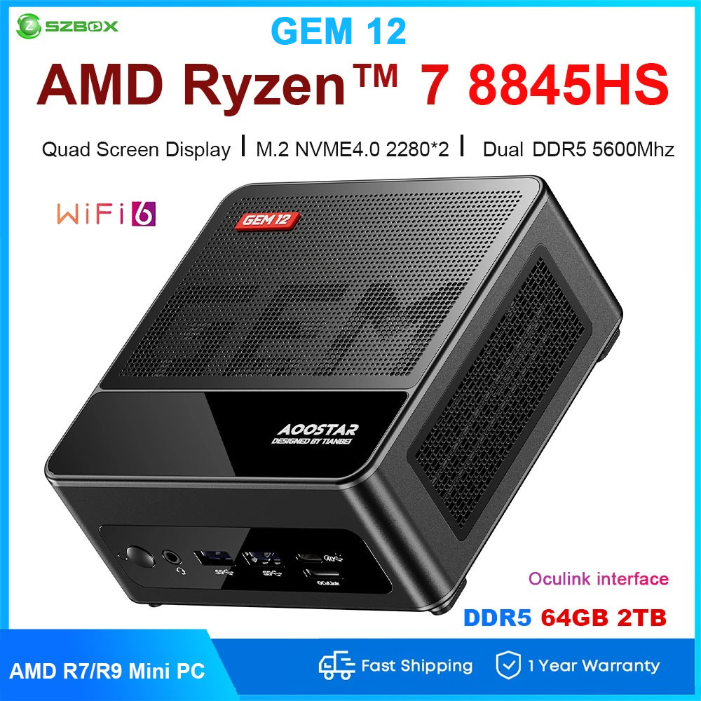 GEM12 AMD RyzenTM 7 8845HS Mini PC R7 7840HS Windows 11PRO 32G DRR5 RAM ...