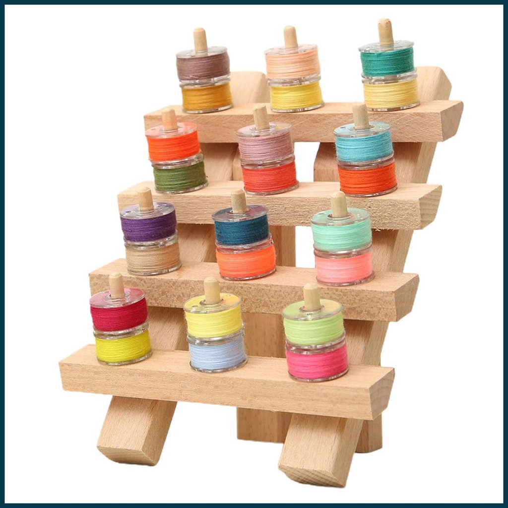 Thread Spool Holder Folding Wooden Thread Organizer for Embroidery ...