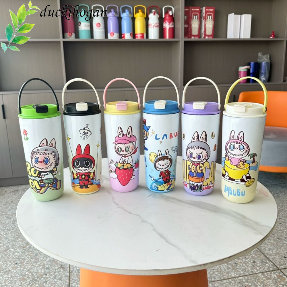 DUCKIHOGAN Labubu Cup, 750ml Portable Thermal Water Bottle, with Straw ...