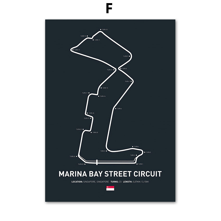 Formula 1 Race Track F1 Car Racing Gift Wall Art Canvas Painting Nordic ...