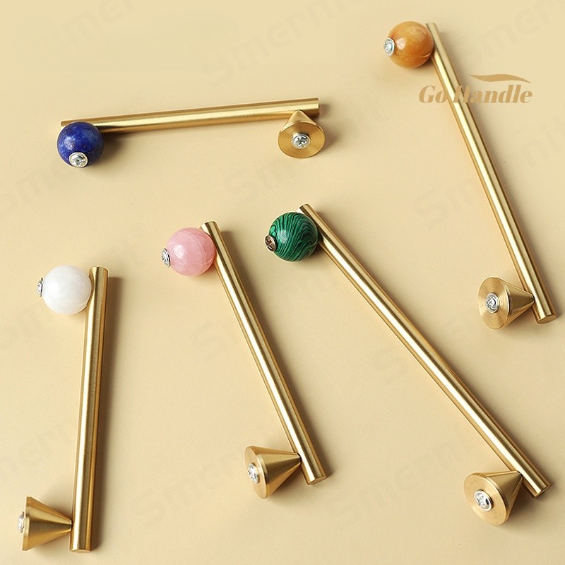 Natural Crystal Ball+Brass Drawer Knobs Wardrobe Drawer Pulls Brass Cabinet Handles Cupboard ...