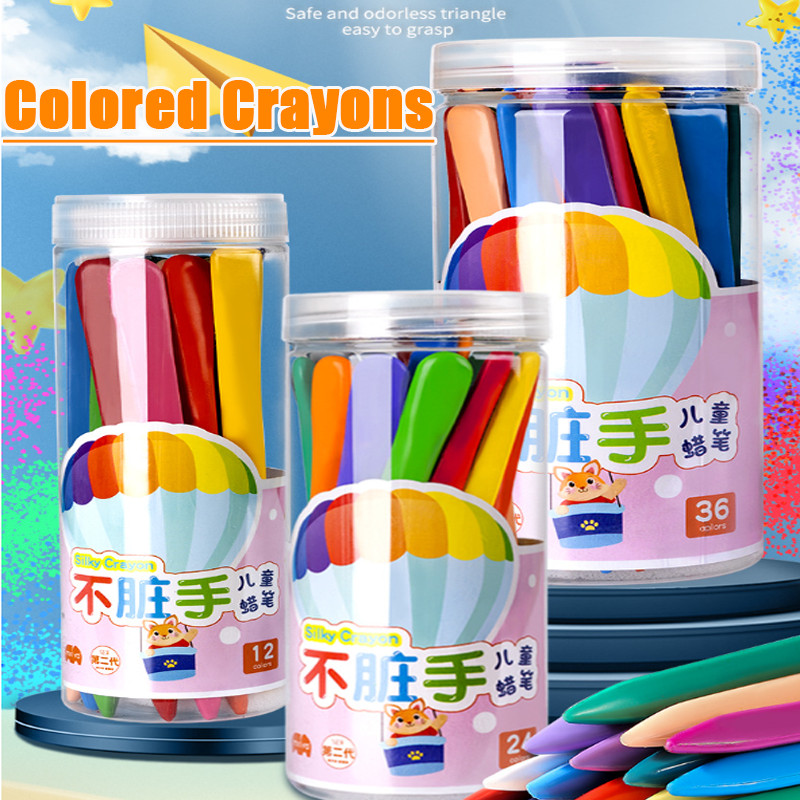 Colors Plastic Caryons Triangle Shape Washable Silky Kids Drawing ...