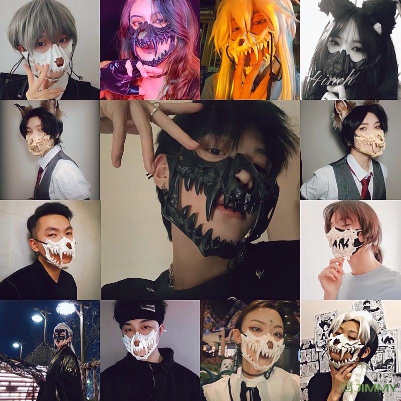 Horrific Halloween Mask Half-face Mask Cos Dragon God Fierce Tiger ...