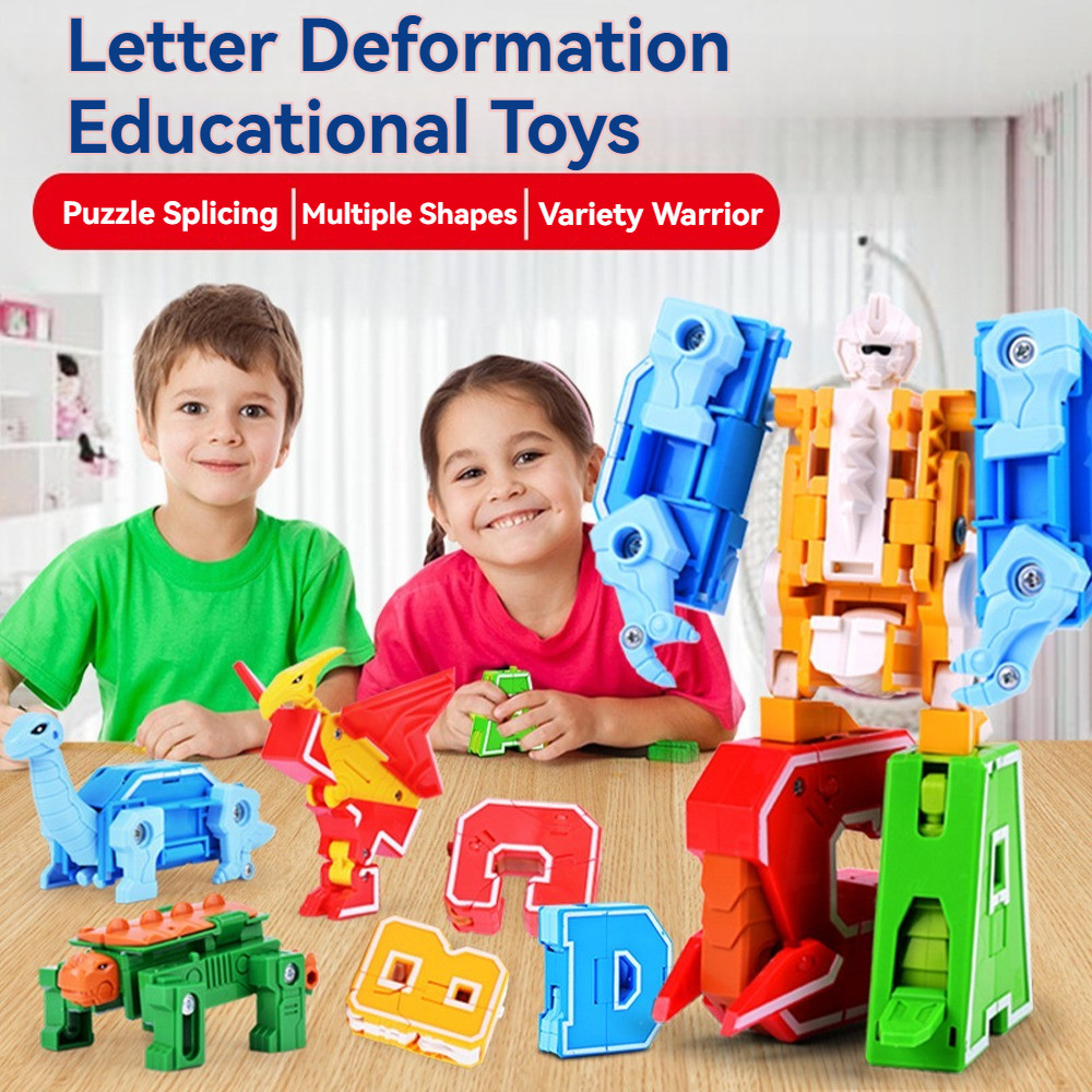 Kids Alphabet Deformation Puzzle Toys Letter Assembly Dinosaur Robot ...