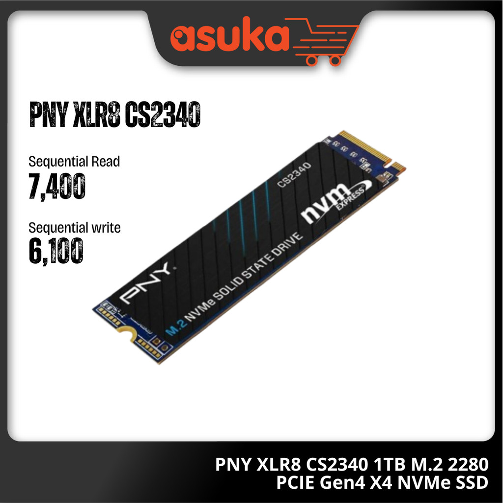 PNY XLR8 CS2340 1TB M.2 2280 PCIE Gen4 X4 NVMe SSD - M280CS2340-1TB-CL (Up to 7400MB/s Read ...