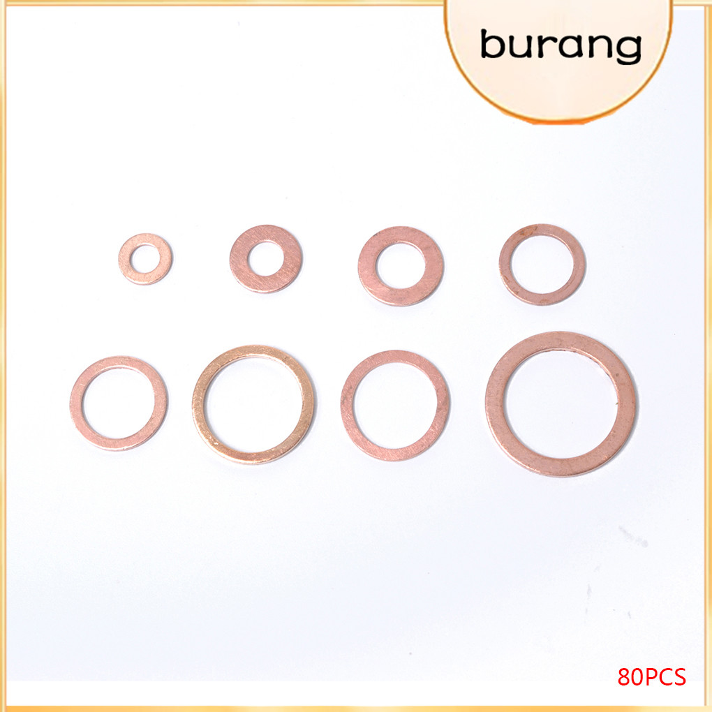 1/2/3 80 Pieces Copper Crush Washers Gasket Nut Bolt Flat Ring Metric ...