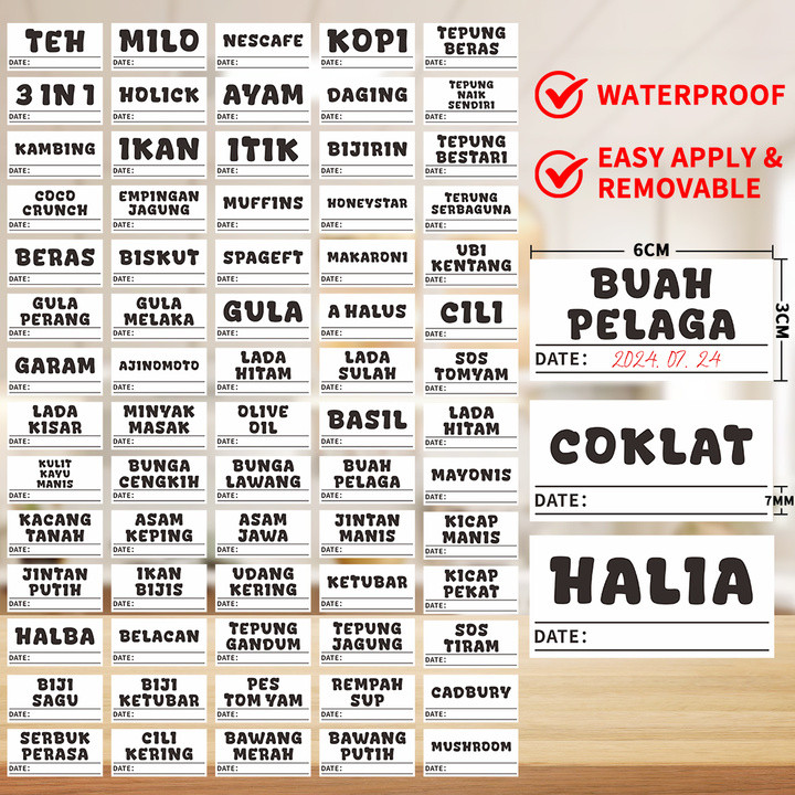 Kitchen Sticker Label / Label Dapur Transparent Waterproof / Sticker ...