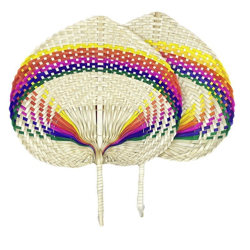 Colorful Bamboo Braided Big Pu Fan Old-fashioned Fan Summer Dance Baby ...
