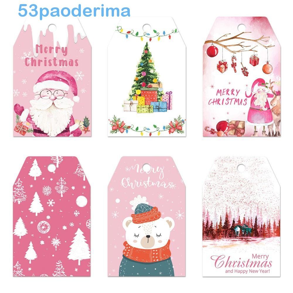 PAODERIMA 60pcs/set Christmas Gift Hang Tag, Card Thank you Kraft Pink ...