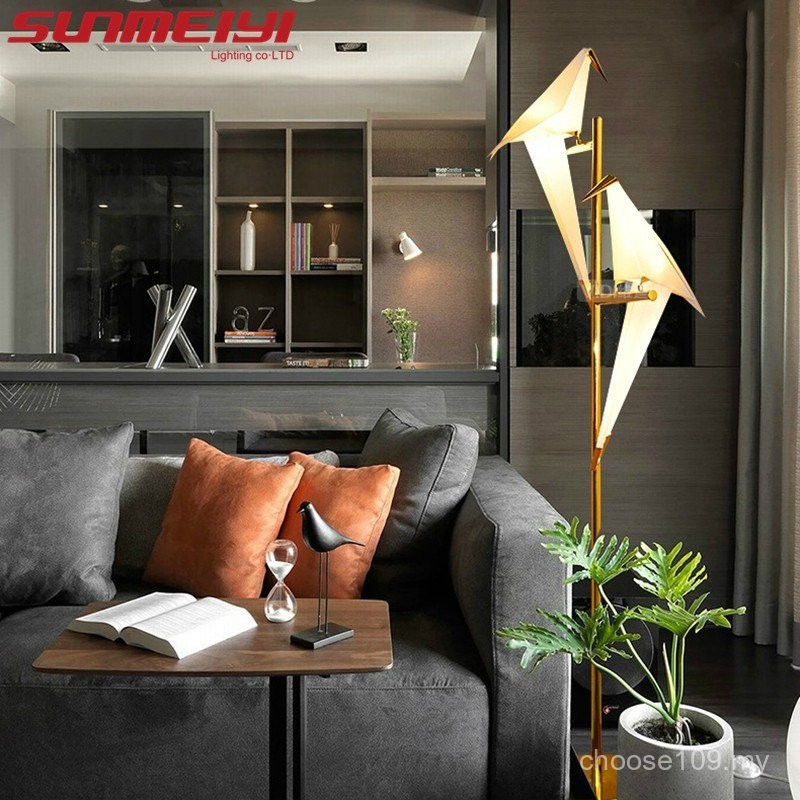SUNMEIYI Double Bird Cage Floor lamp Living room Bedroom origami bird ...