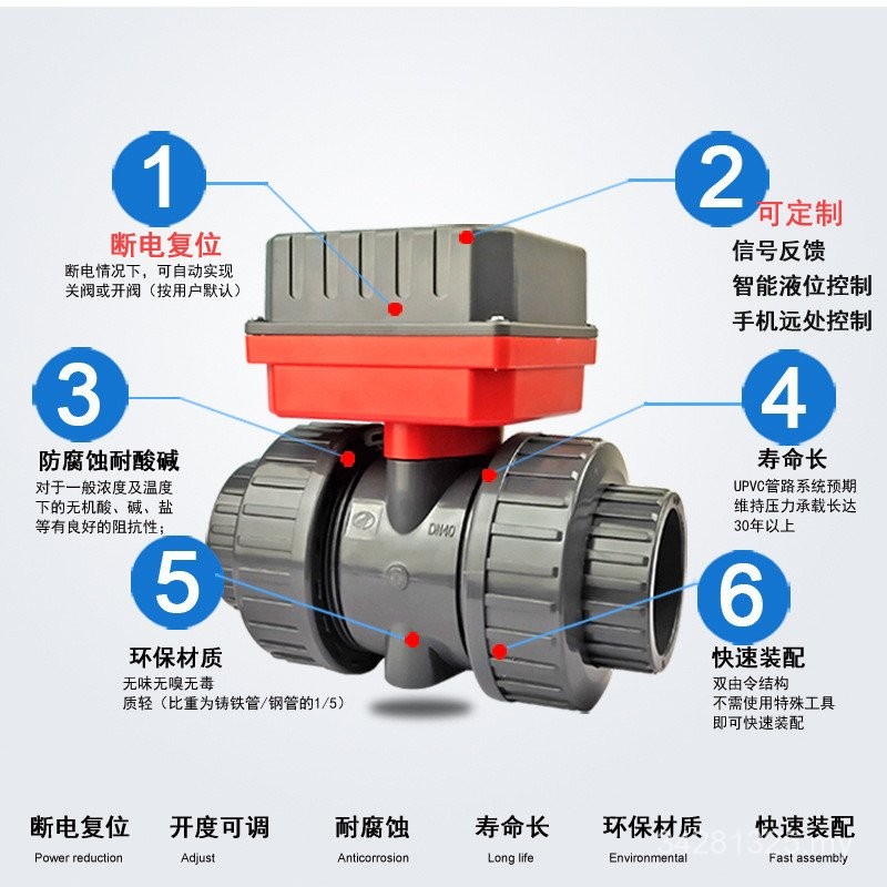Electric PVC Ball Valve 220v Plastic Two-Way Valve Valve Controller 24v ...