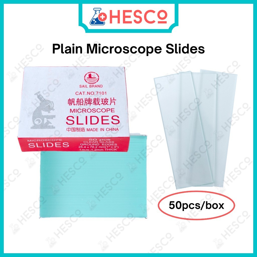 Plain Microscope Slides Glass — 50pcs, Sail Brand 7101, 25.4x76mm, 1.0 ...