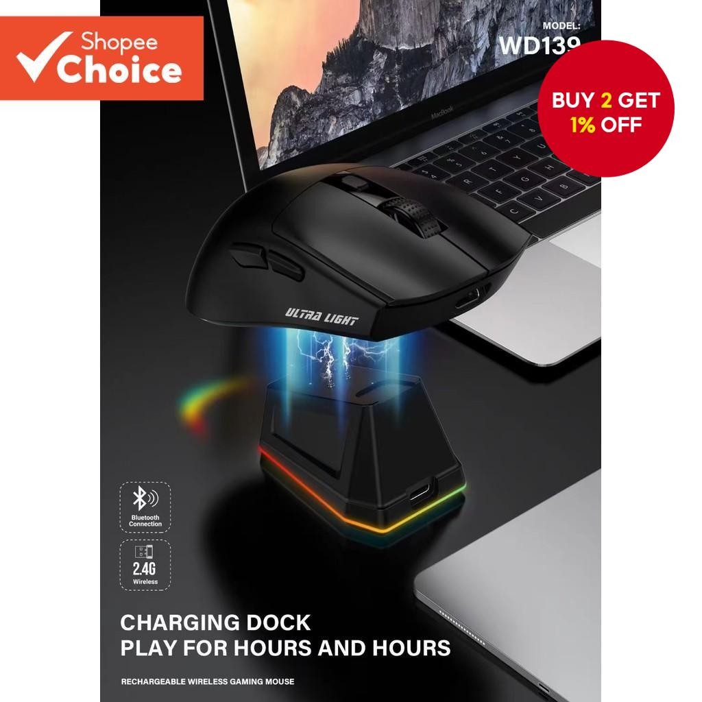 WD139 Wireless Gaming Mouse with RGB Dock, Magnetic Charging ...
