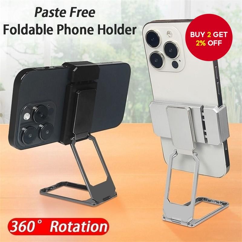 Foldable 360° Rotation Phone Holder Double Ring Back Clip Desktop Stand ...