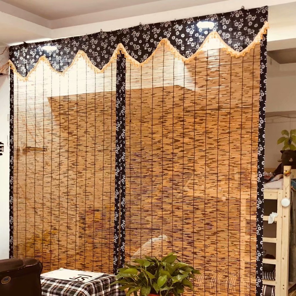 Customized Retro Carbonized Reed Curtain Shade Bamboo Roller Blind Shop ...