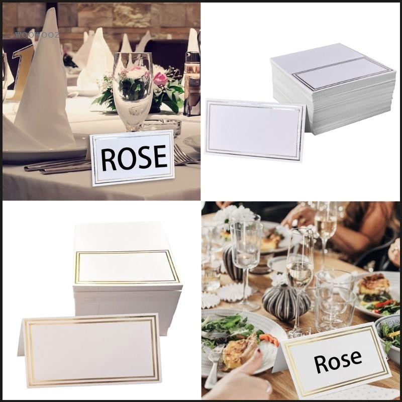 WOOW Pack of 50 Wedding Table Name Cards Rectangle Place Cards ...