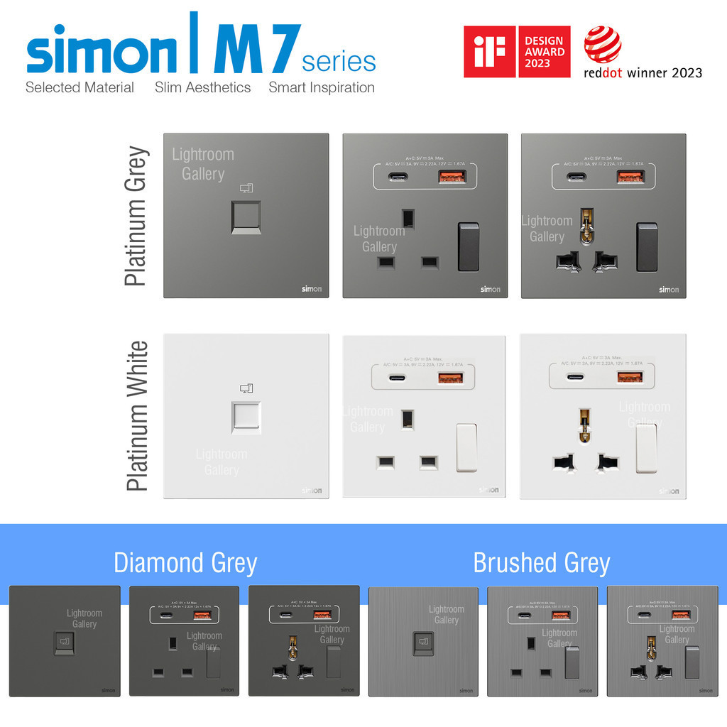Simon M7 Series Ultra Thin Full Flat Perfect Square Switch CAT 6 ...