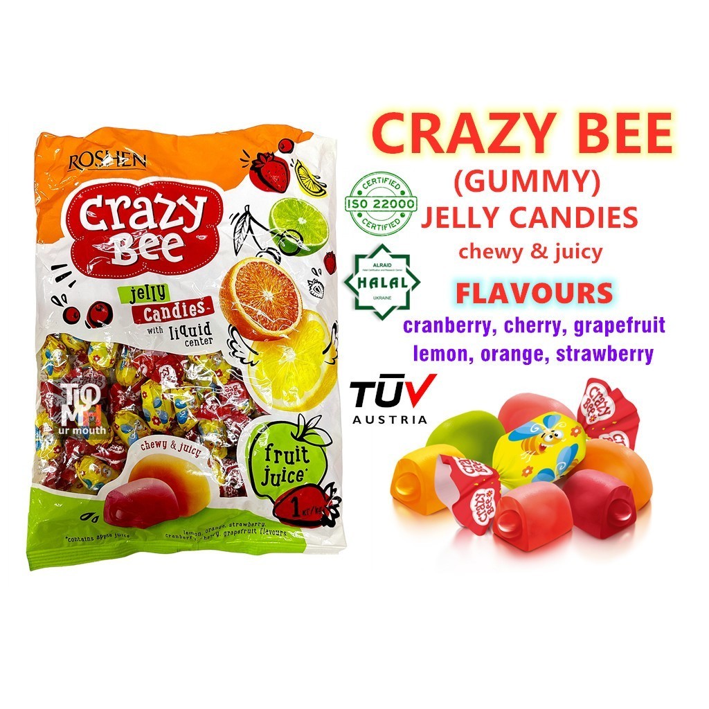 250/500gr ROSHEN CRAZY BEE Jelly Candies Liquid fruits Flavours/ Gummy ...