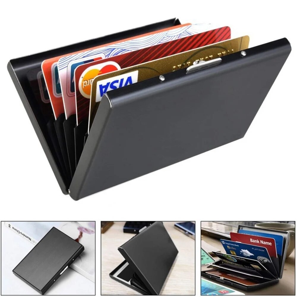 ID Card holder Men Slim Anti Protect Travel Rfid Wallet Metal Case ...