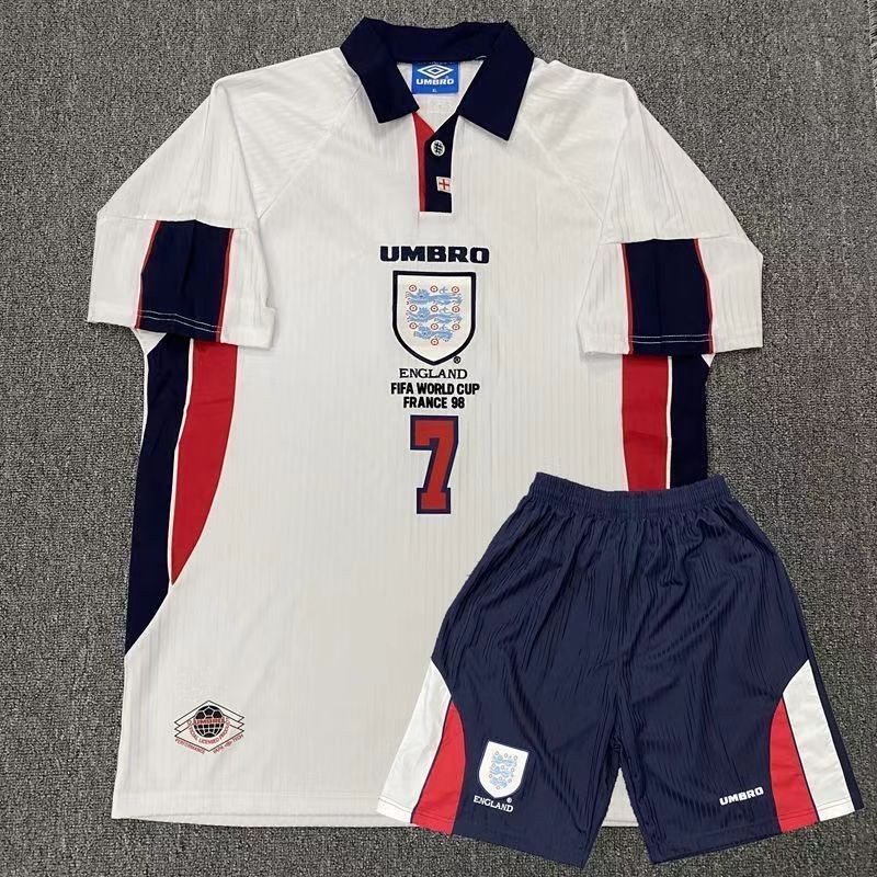 Children's vintage Football shirt 98 England Jersey Home Kit #7 BECKHAM ...