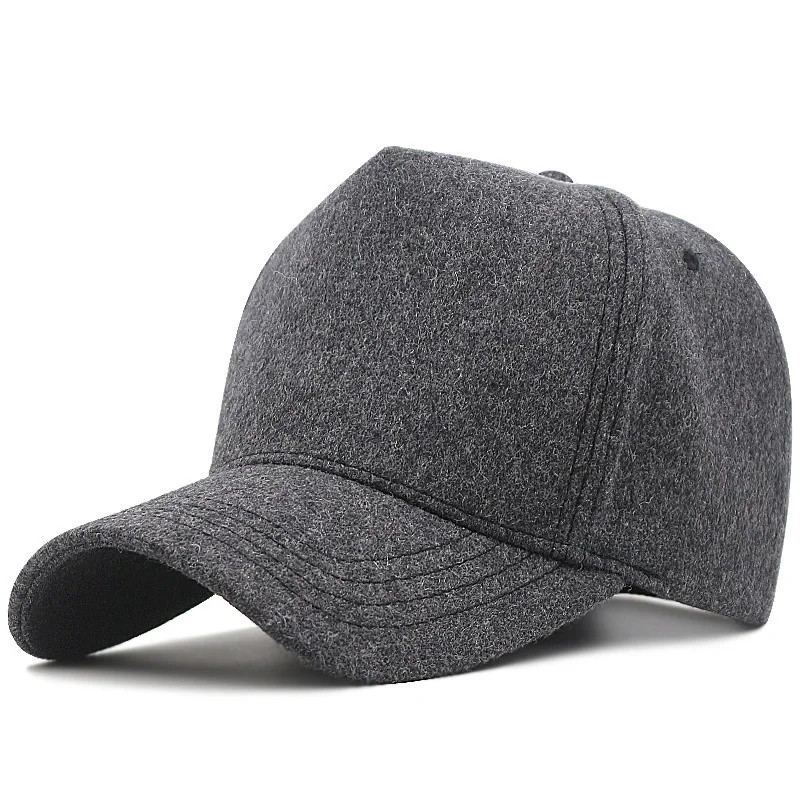 High Top Wool Big Size Basebal Cap 5 Panels Man Outdoors Warm Felt ...