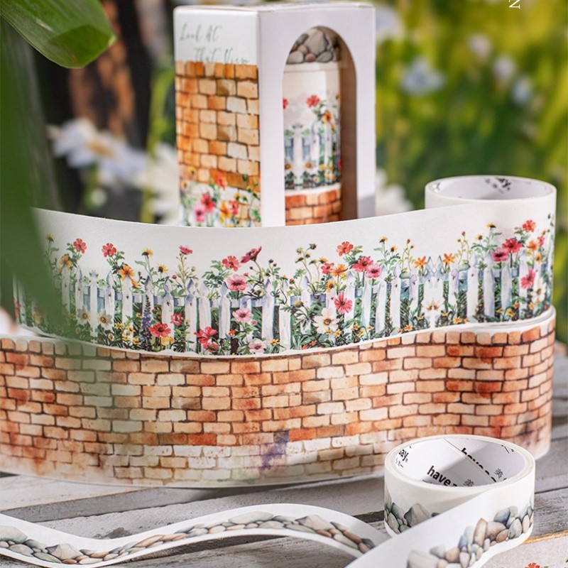 Mr. Paper 3roll/box washi tape Seaside Forest Garden plants corak bunga ...